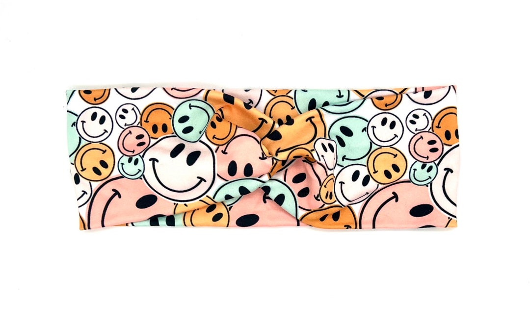 Boho Smiley Face Twist Stretch Headband Smiley Headband - Etsy