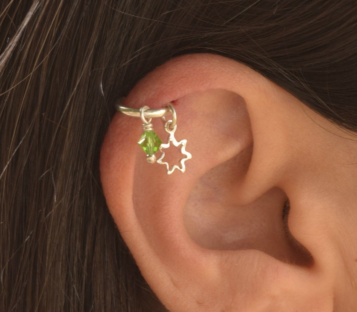 Helix Piercing Hoop Helix Earring Hoop Star Helix Hoop | Etsy