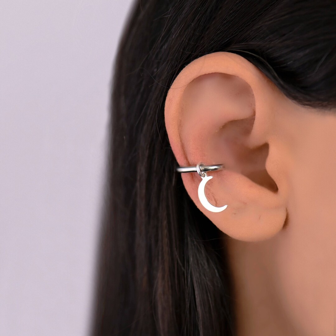 Moon Conch, Conch Hoop Earring, Conch Piercing Hoop, Conch With Charm ...