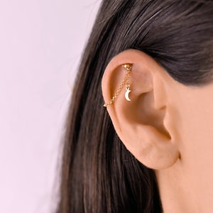 Hidden Helix Dangle Moon Chain, Helix Piercing Chain, Helix Piercing ...