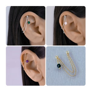 Dangle Helix Amethyst Charm, Helix Piercing Chain, Helix Cuff Chain ...