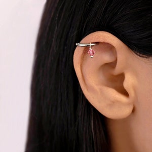 Cute Helix Hoop With Charm, Helix Earring, Helix Piercing Charm Hoop ...