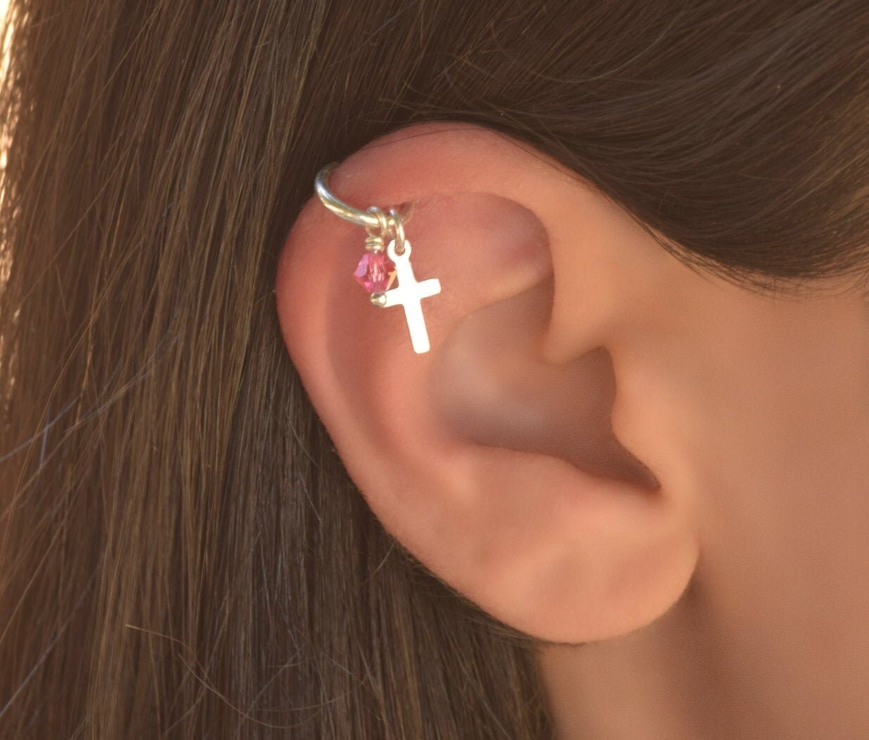 Cross Helix Piercing Hoop Helix Earring Hoop Cartilage | Etsy