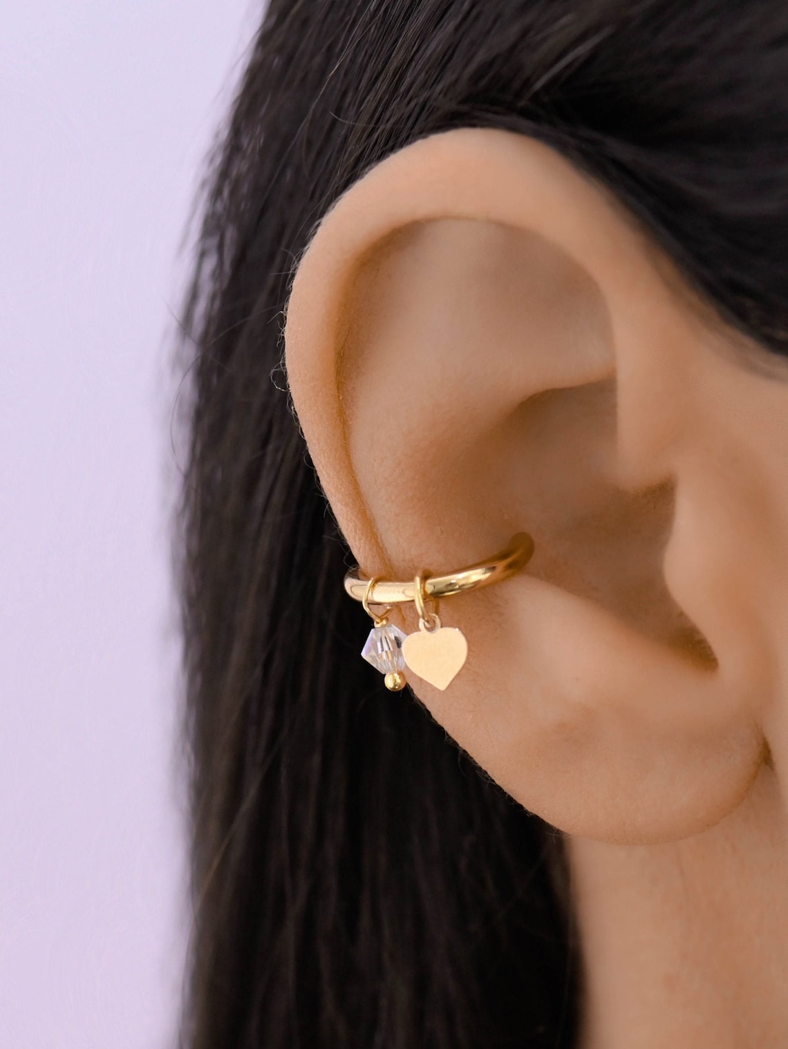 Gold Moon Conch Hoop Earring, Gold Moon Helix Hoop Earring, Cartilage ...