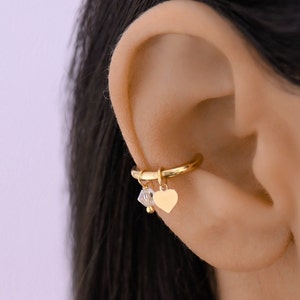 Conch Moon Hoop Piercing Gold, Conch Piercing, 18g Cartilage Hoop ...