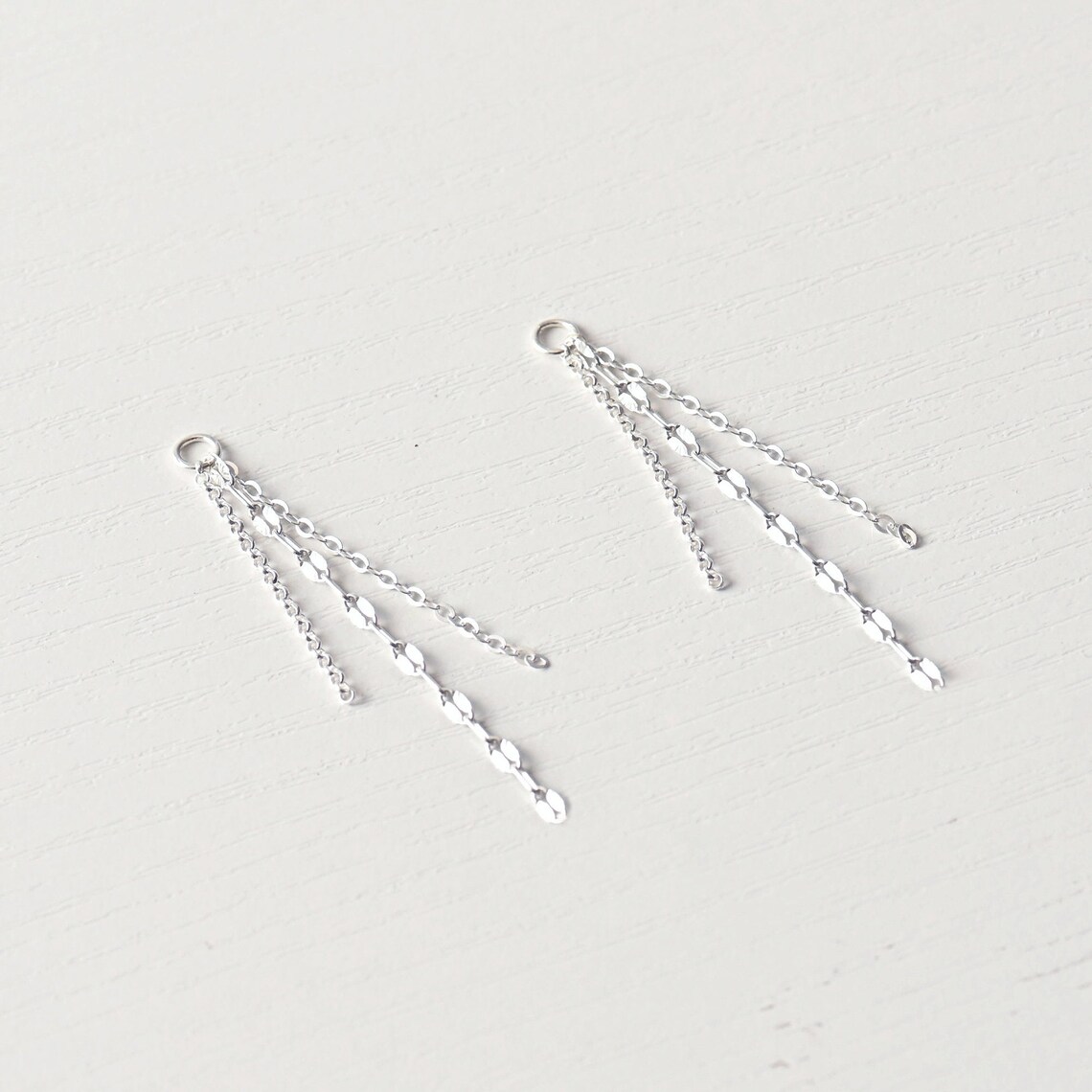 Dangle Silver Ear Chain Charm, Silver Earring Chain Charm, Earring ...