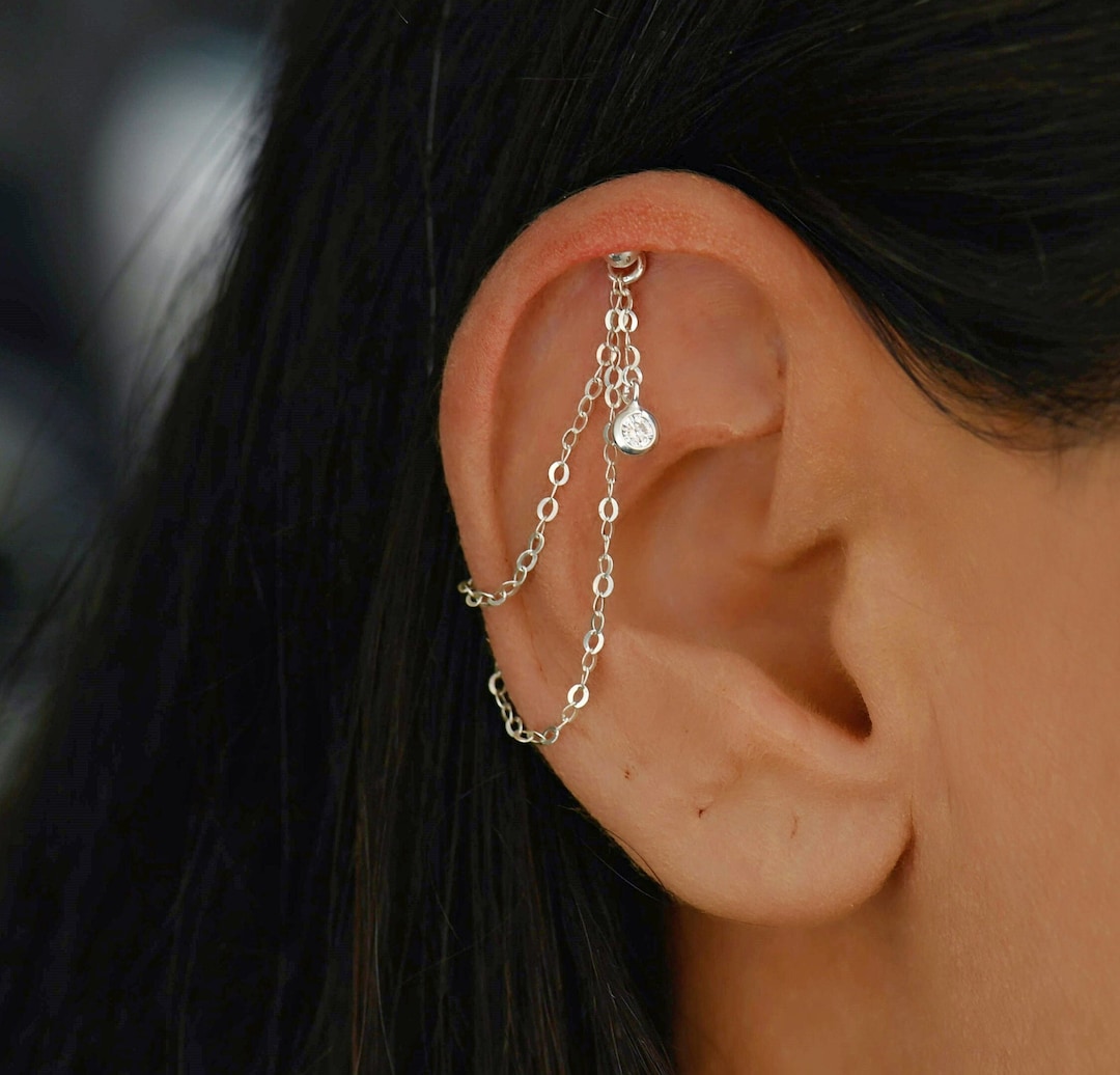 Hidden Helix Chain, Helix Chain, CZ Helix Chain, Cartilage Piercing ...