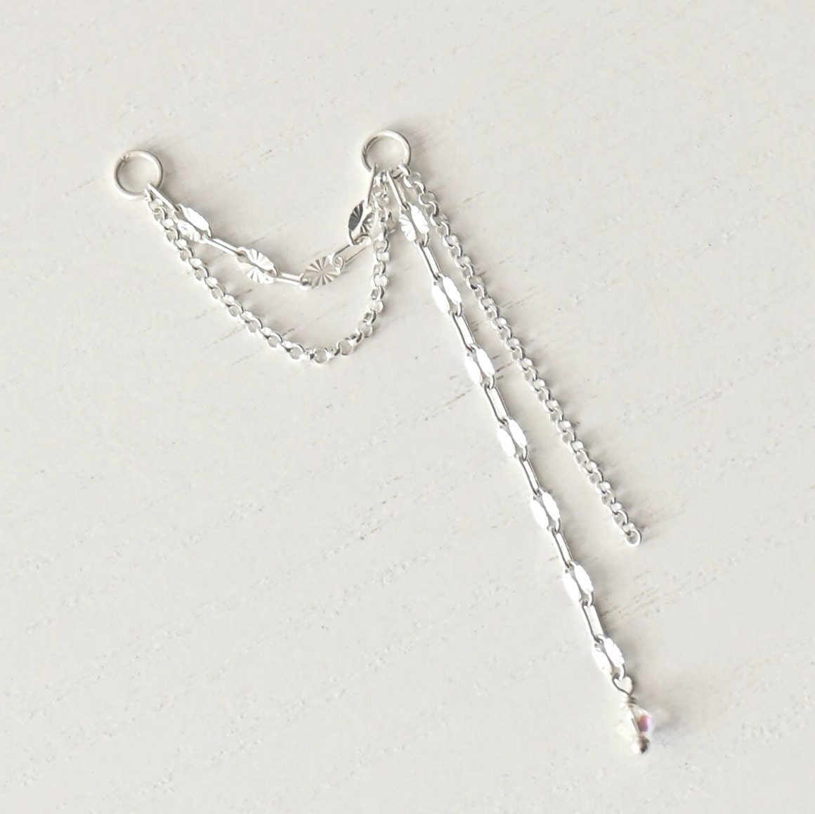 Double Mixed Earring Chain, Earring Chain Add On, Piercing Chain ...