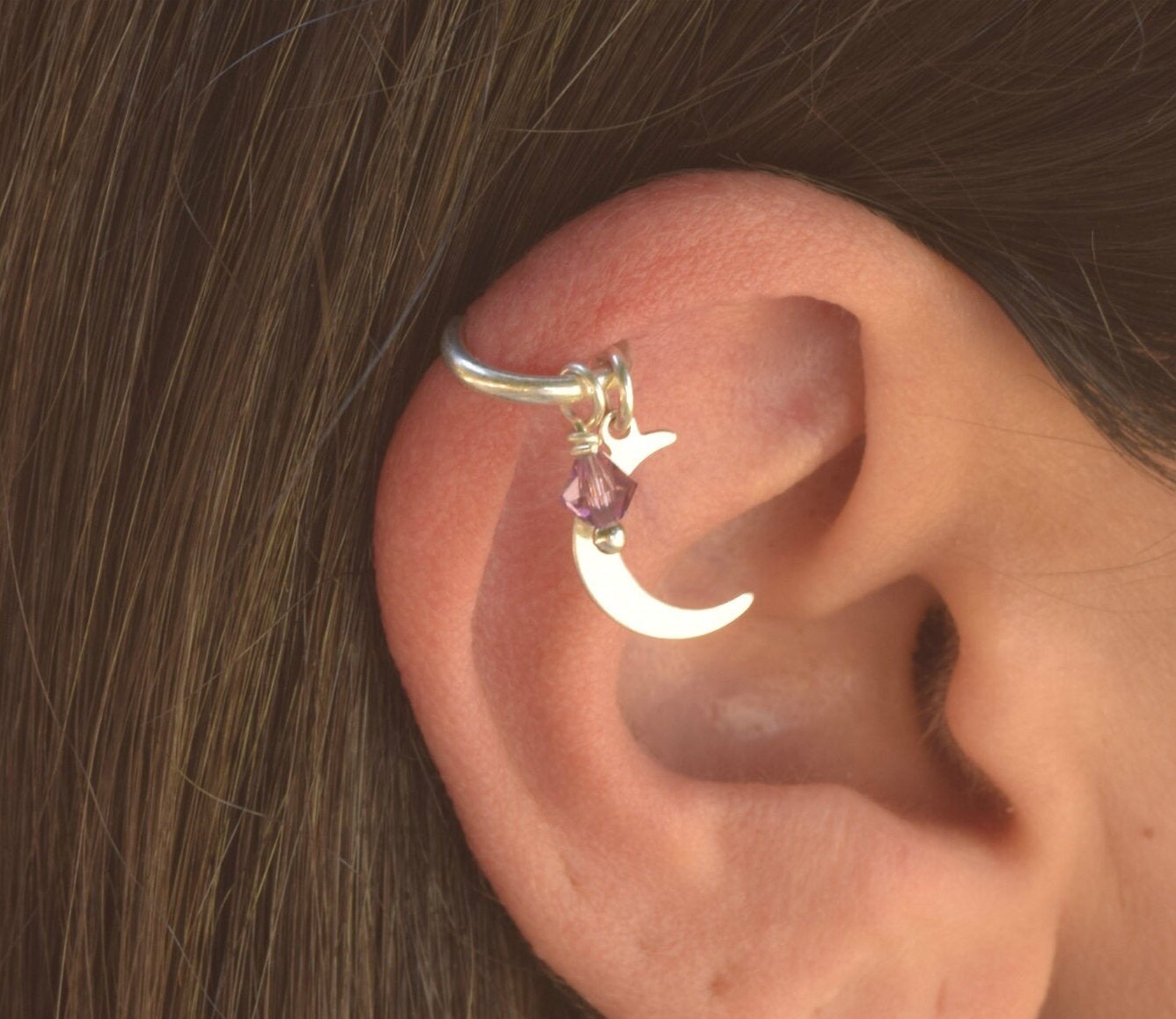 Moon Helix Piercing Hoop Helix Piercing Helix Hoop Earring - Etsy Canada