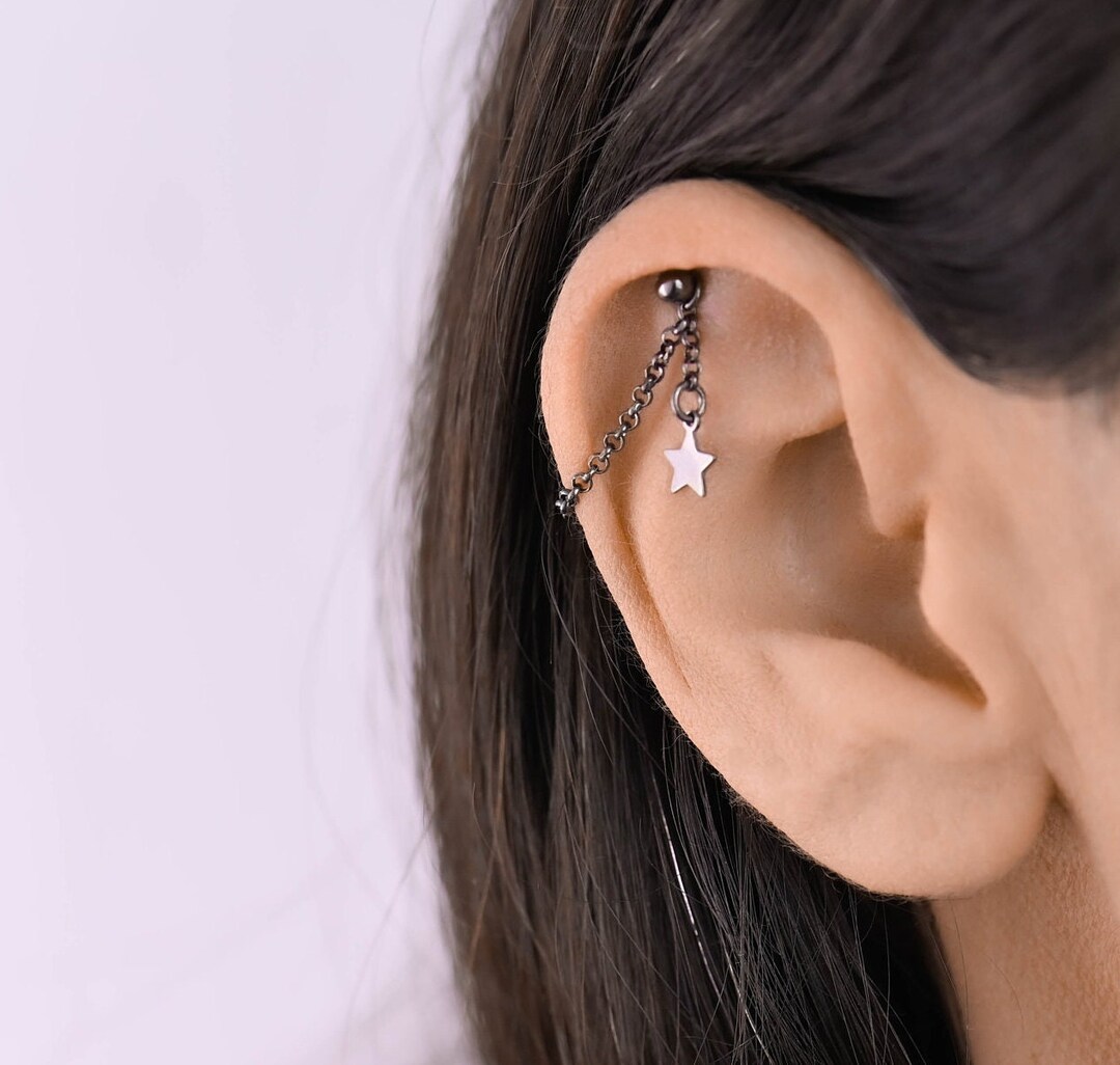 Hidden Helix Dangle Star Chain, Helix Piercing Chain, Helix Piercing ...