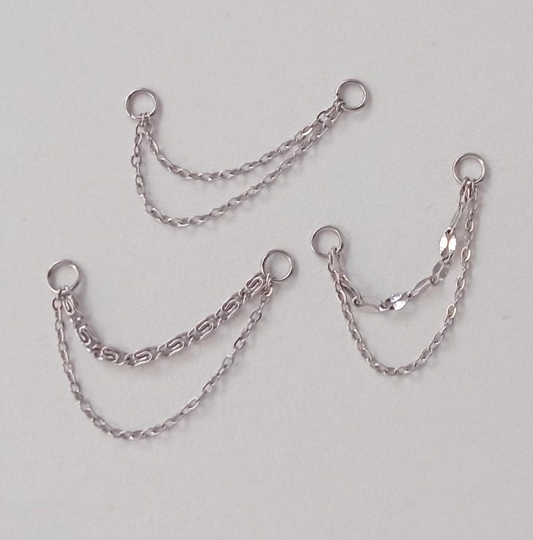 Double Ear Chain, Earring Chain, Helix Piercing Chain, Conch Piercing ...
