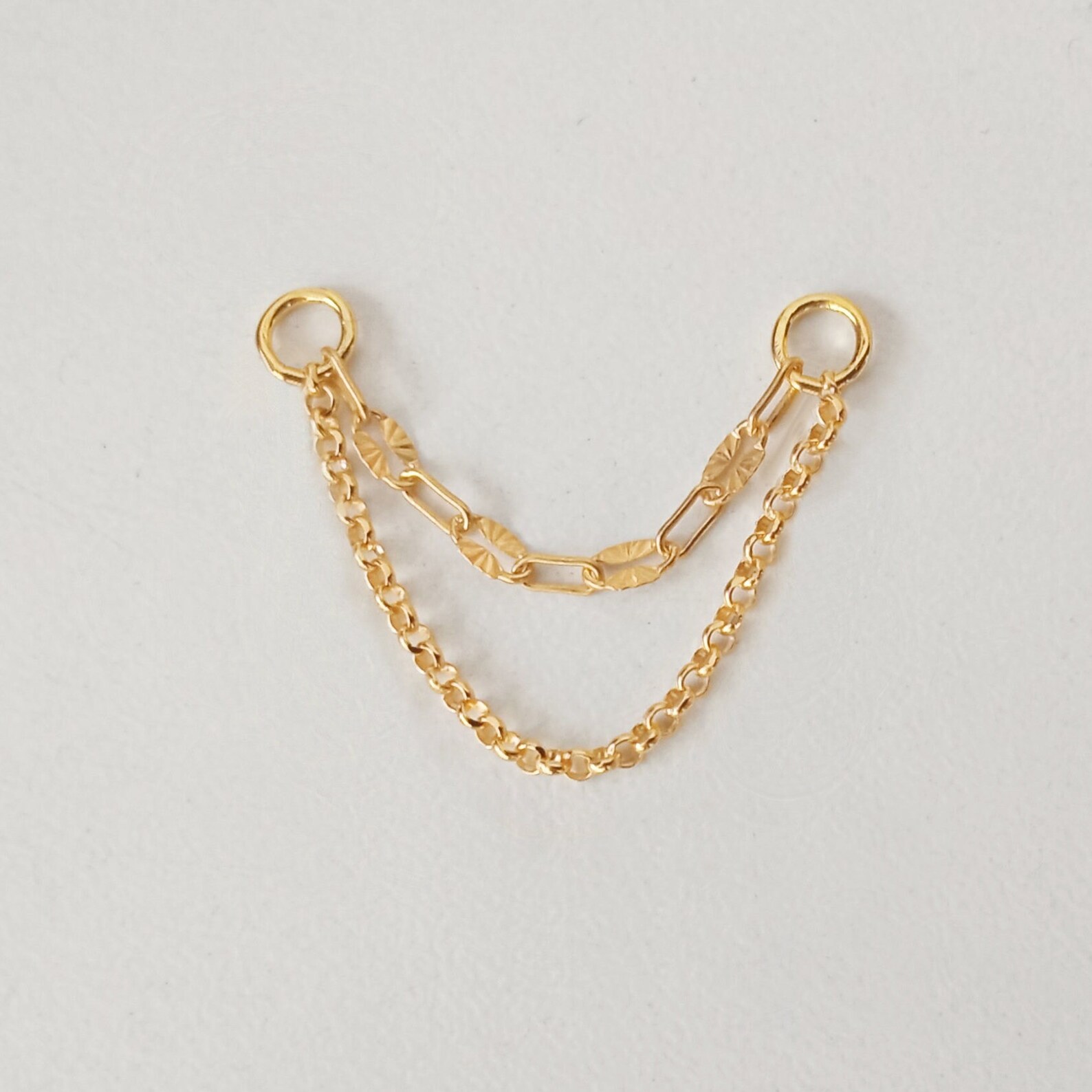 Double Gold Chain Charm Attatchment, Earring Chain Charm, Piercing ...