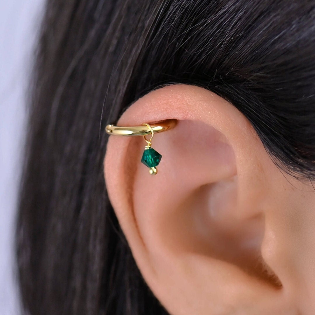 Helix Hoop Crystal Gold, Helix Earring, Helix Hoop Piercing Gold ...