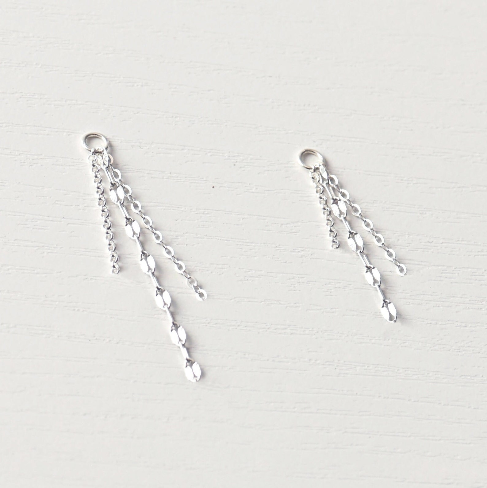 Dangle Silver Ear Chain Charm, Silver Earring Chain Charm, Earring ...