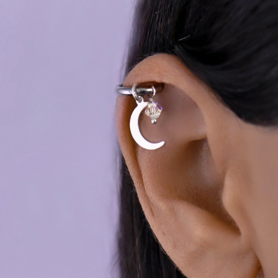 Moon Helix Piercing Hoop, Helix Piercing, Helix Hoop Earring, Cartilage ...