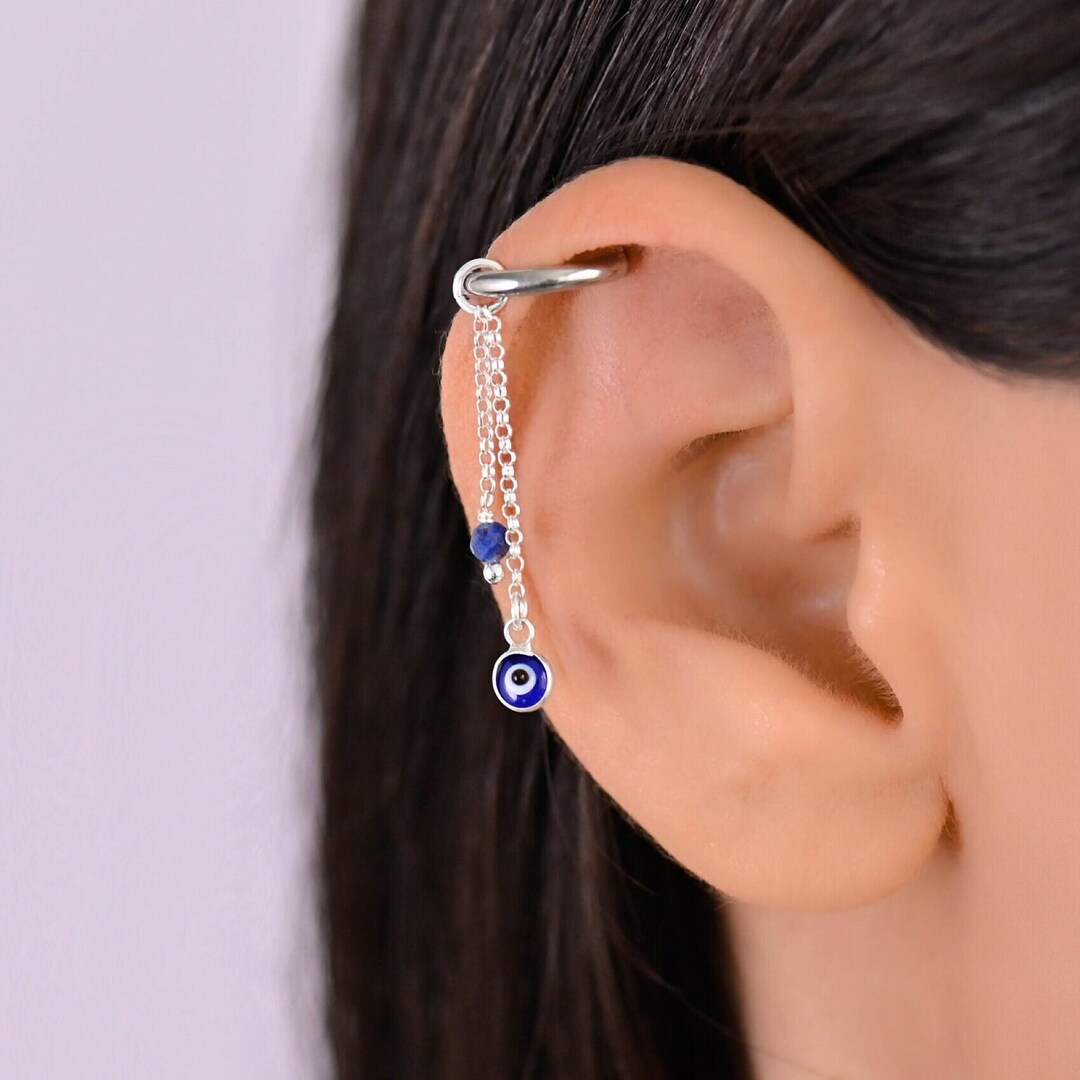 Helix Hoop Chain Evil Eye, Helix Earring, Helix Piercing Chain, Helix ...