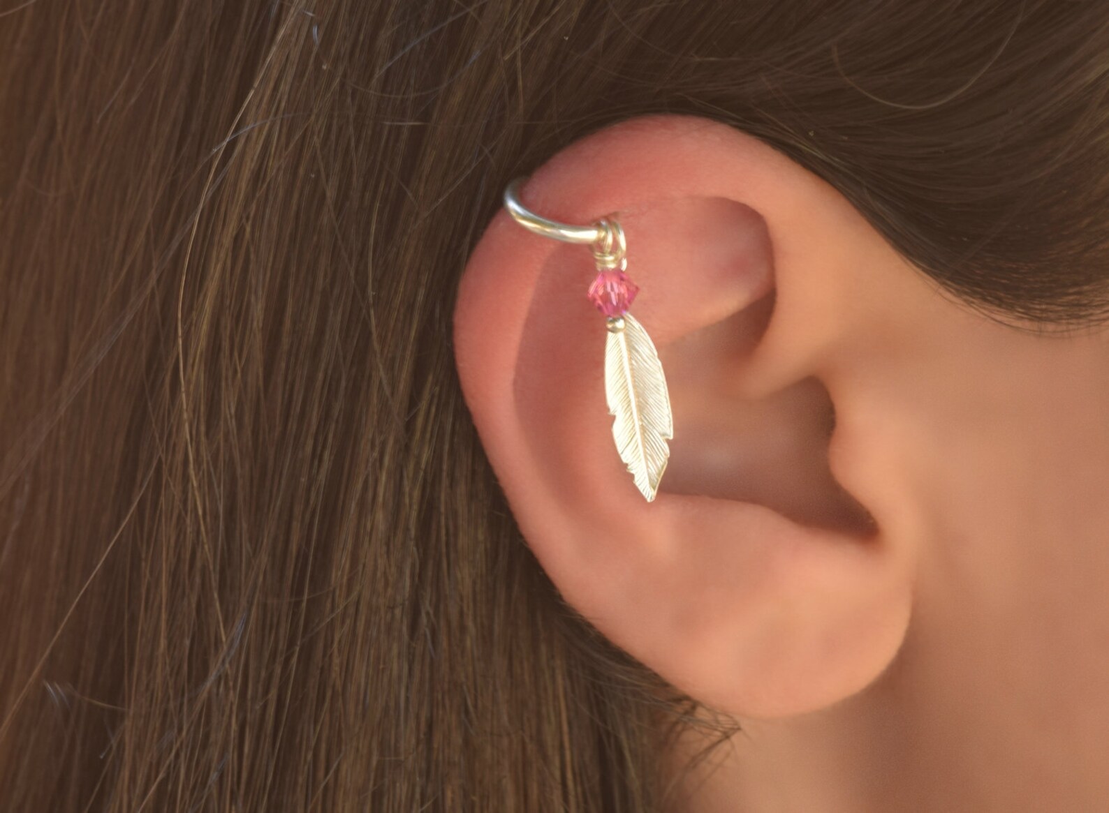 Feather Helix Piercing Hoop Helix Earring Hoop Cartilage | Etsy