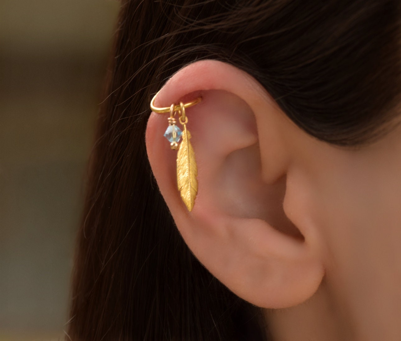 Helix Piercing Gold Helix Earring Hoop Cartilage Piercing | Etsy