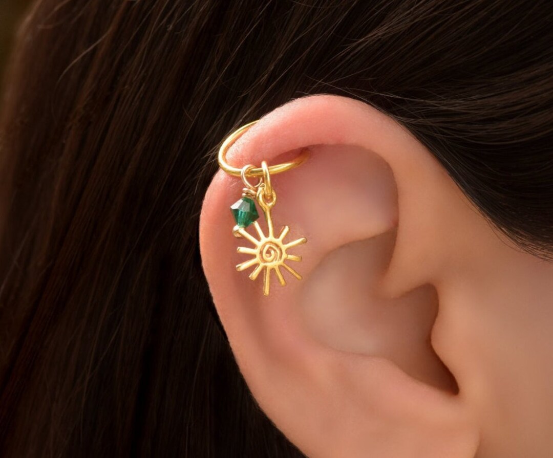 Sun Helix Piercing Hoop Helix Earring Cartilage Piercing - Etsy