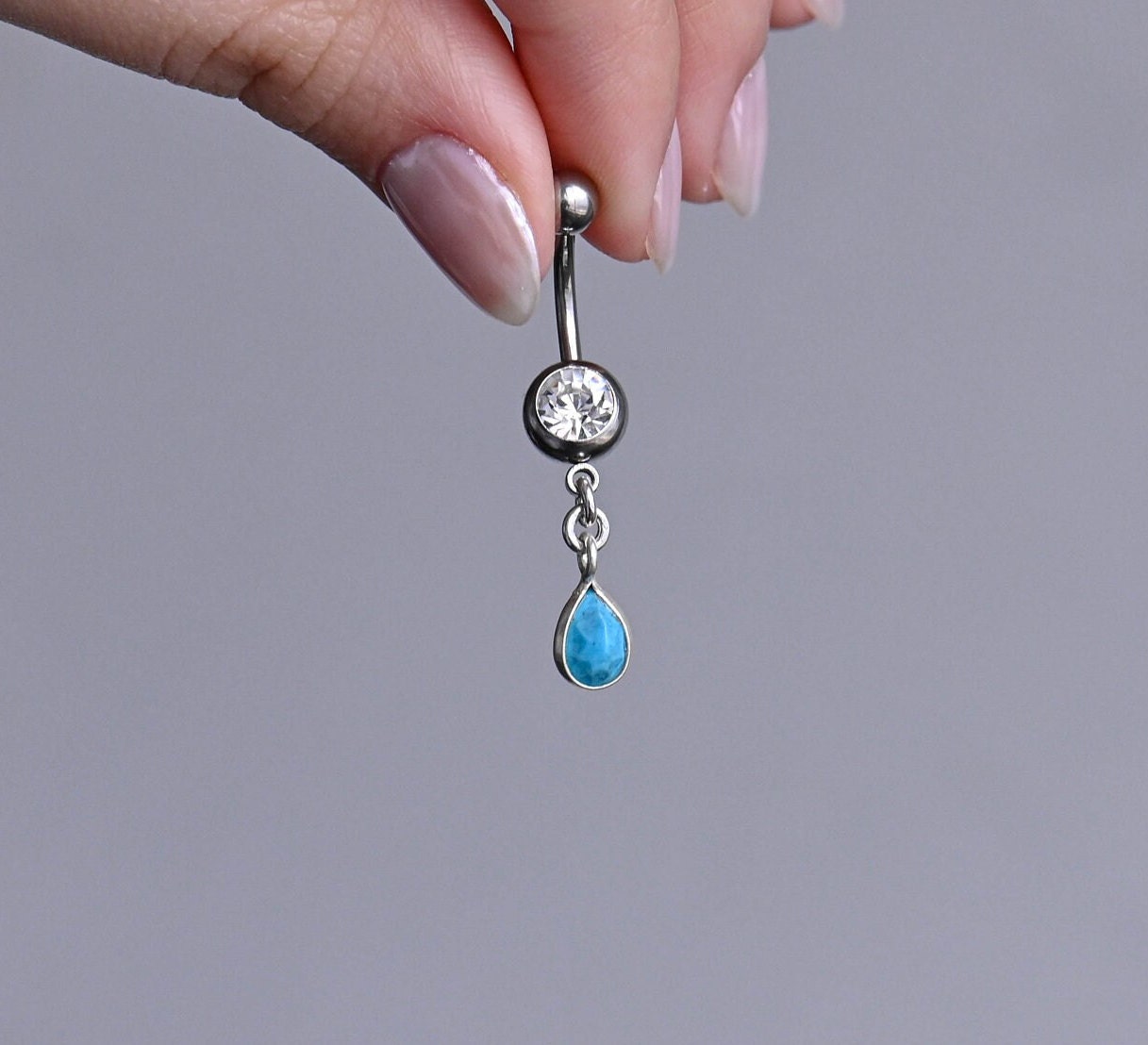 Teardrop Stone Belly Ring, Belly Button Rings, Dainty Belly Button ...