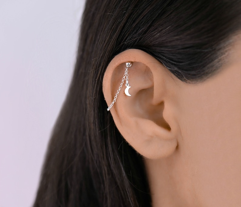 Hidden Helix Dangle Moon Chain Helix Piercing Chain Helix Piercing