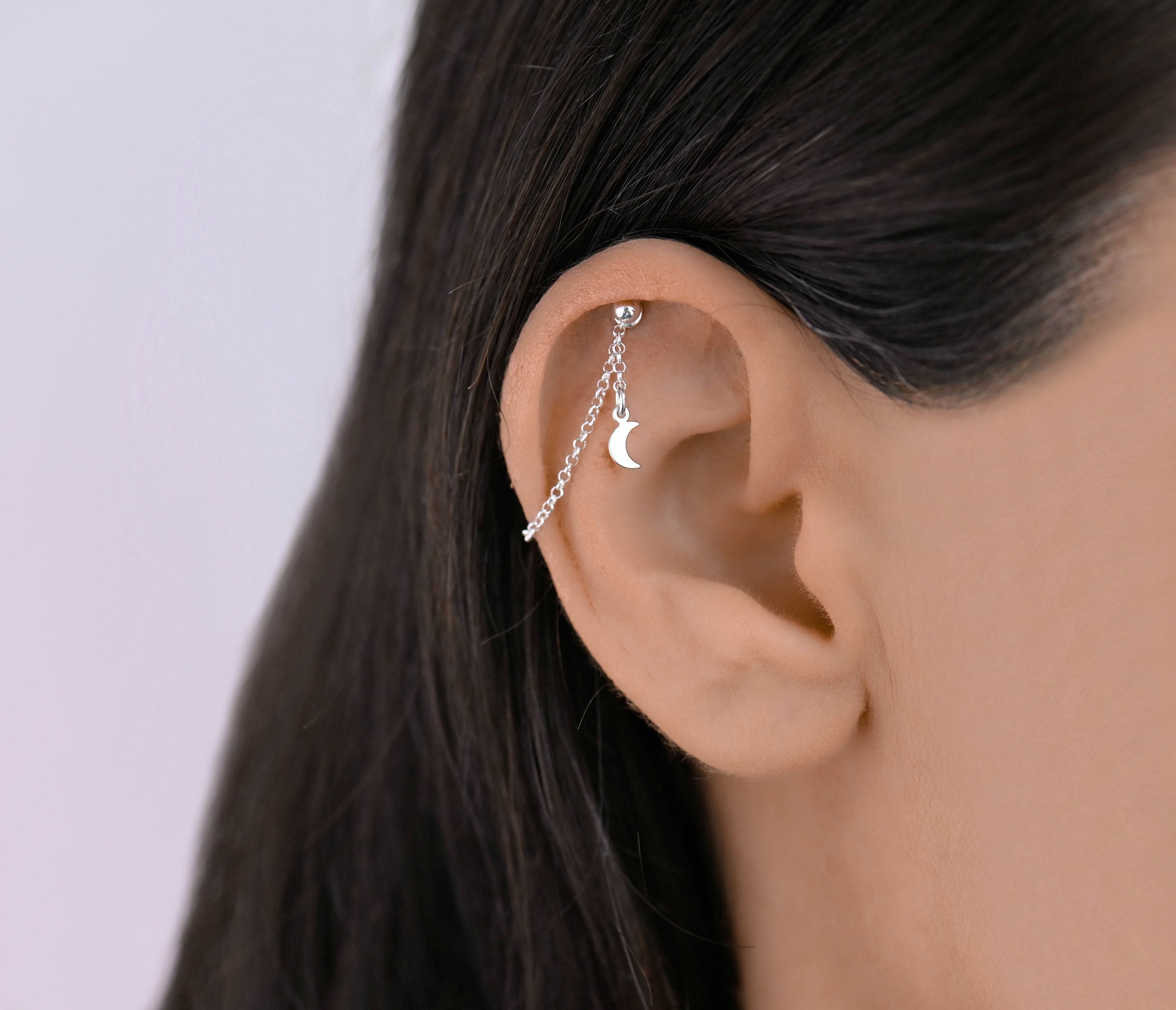 Hidden Helix Dangle Moon Chain, Helix Piercing Chain, Helix Piercing ...