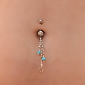 Star Belly Rings Dangle, Belly Button Rings, Belly Rings, Navel Ring, Belly Piercing, Moonstone ...