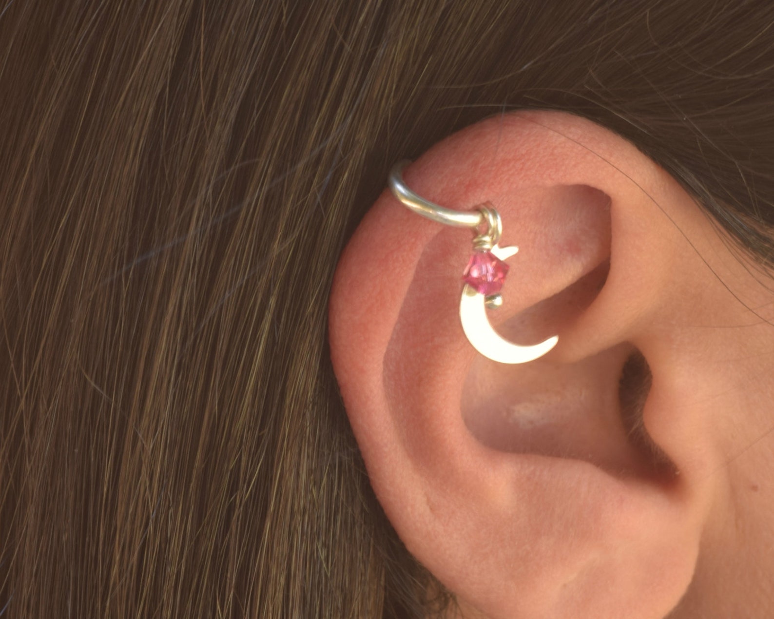 Moon Helix Piercing Hoop Helix Piercing Helix Hoop Earring - Etsy