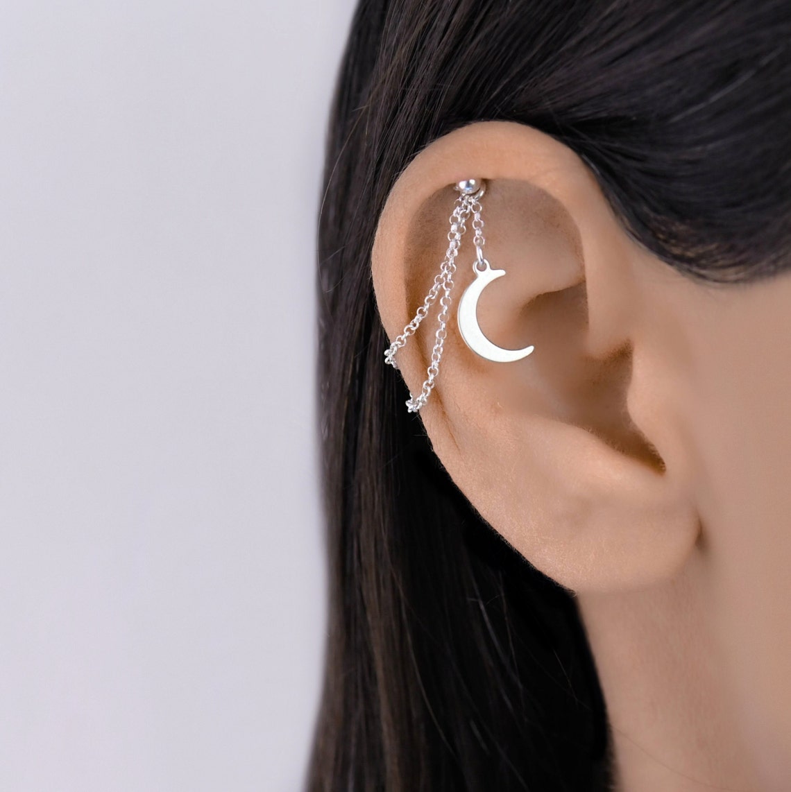 Vertical Helix Cuff Chain Piercing, Helix Piercing, Dangle Helix Chain ...