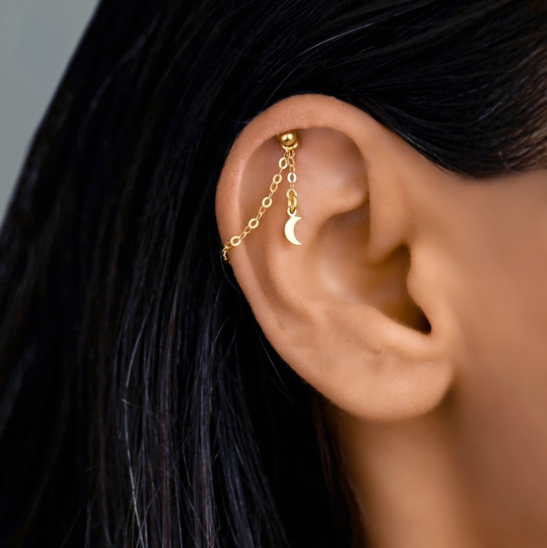 Dangle Chain Hidden Helix, Hidden Helix Chain, Cartilage Chain, Gold ...