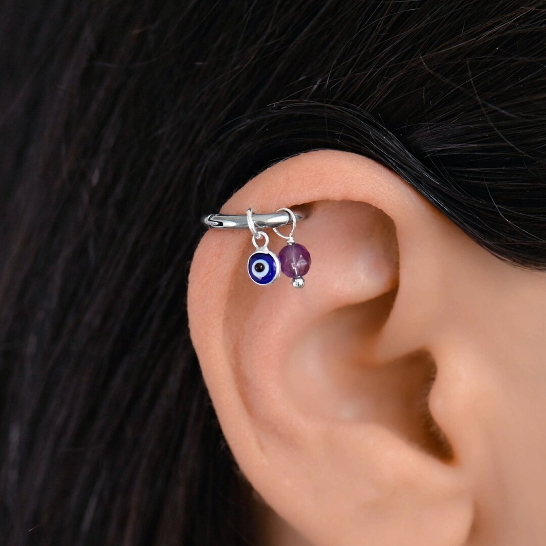 Evil Eye Helix Hoop, Helix Earring, Helix Piercing, Helix Hoop Earring ...