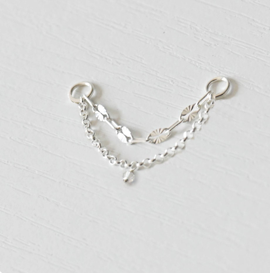 Double Earring Chain Gem, Earring Chain, Piercing Chain, Helix Piercing ...