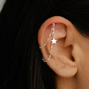 Helix Chain Silver, Earring Chain, Sterling Silver Earring Chain Dangle ...