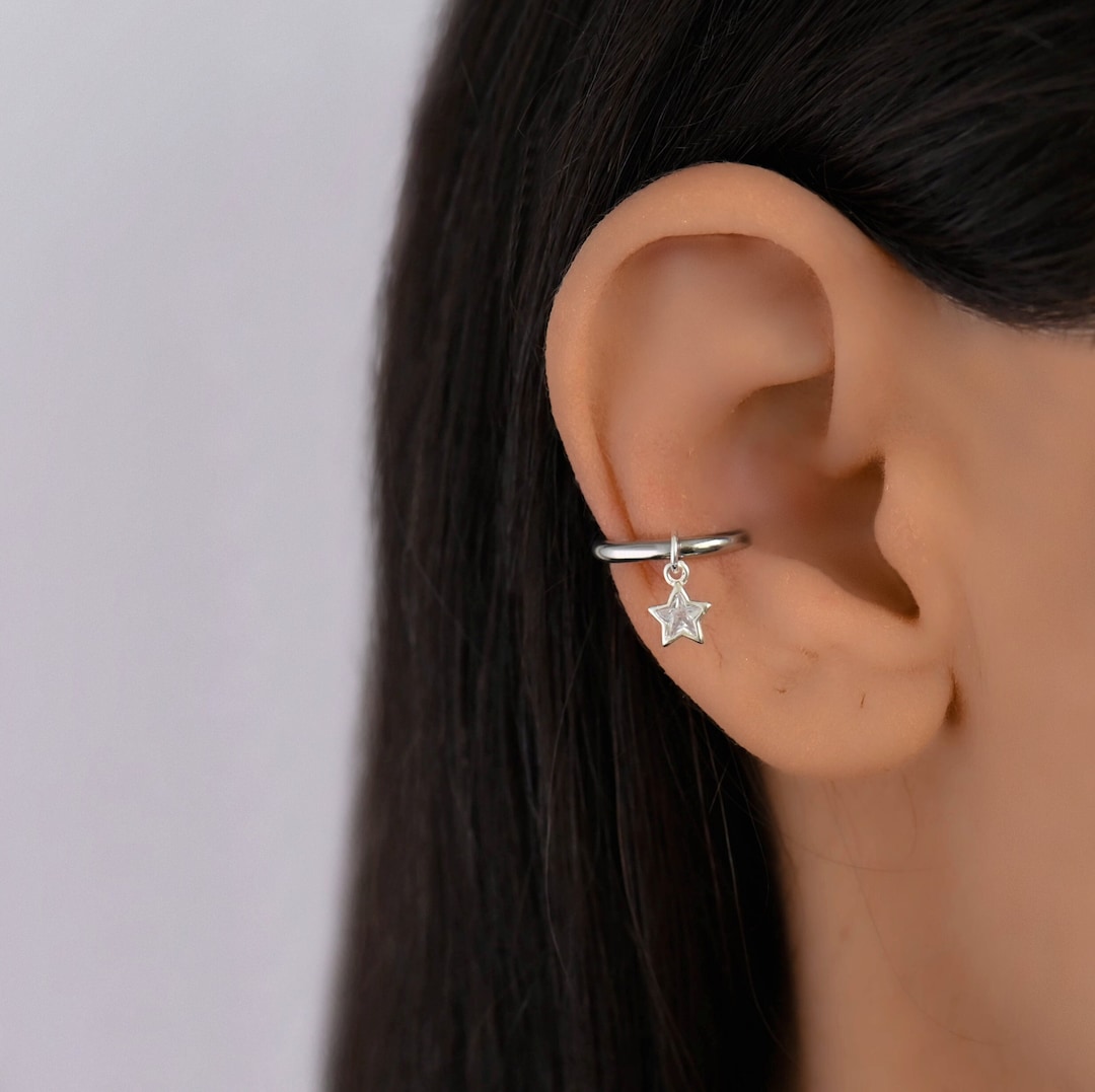 CZ Star Conch Hoop Earring, Conch Hoop Earring, Conch Piercing Hoop ...