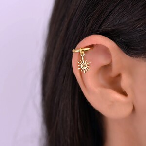 Sun Helix Piercing Hoop, Helix Earring, Cartilage Piercing, Cartilage ...