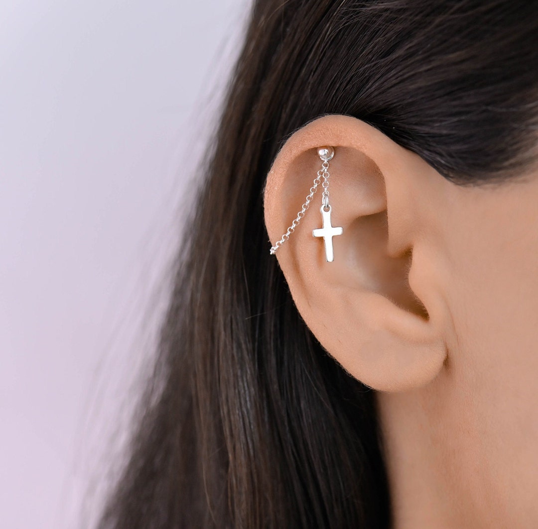 Hidden Helix Chain Cross Hidden Helix Chain Helix Piercing - Etsy
