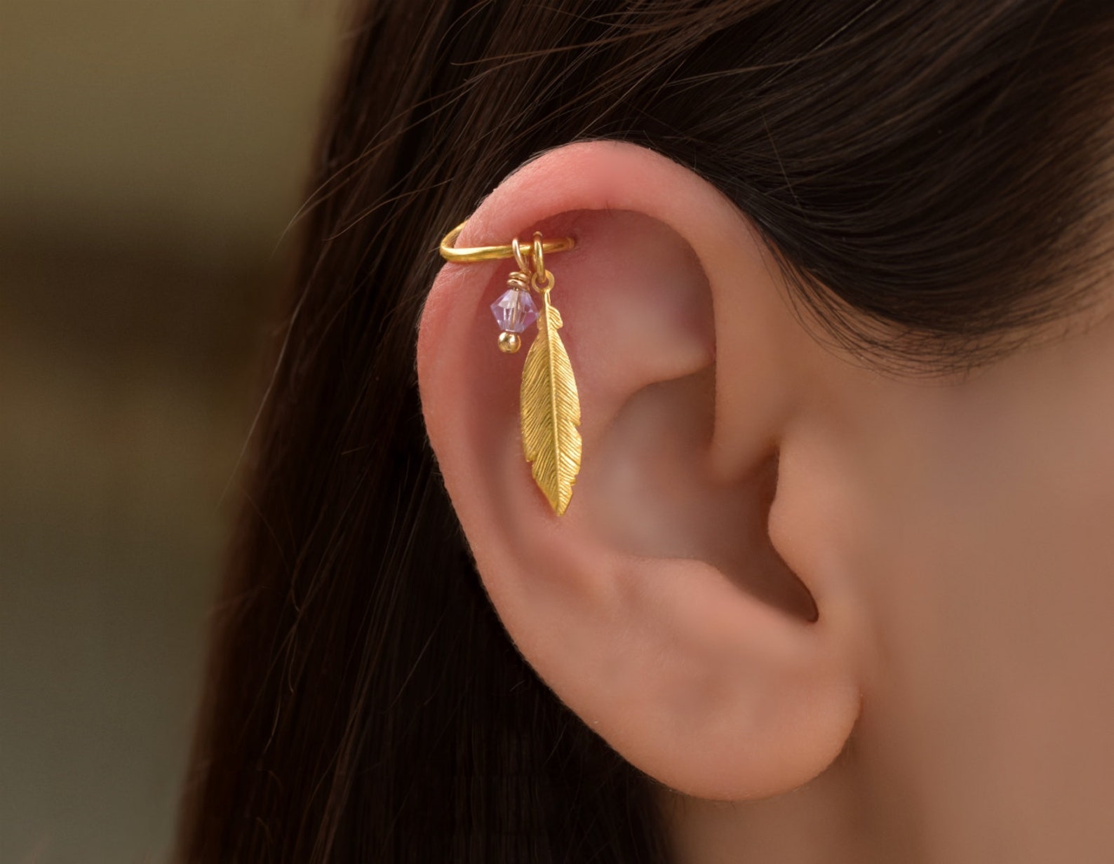 Helix Piercing Gold Helix Earring Hoop Cartilage Piercing | Etsy