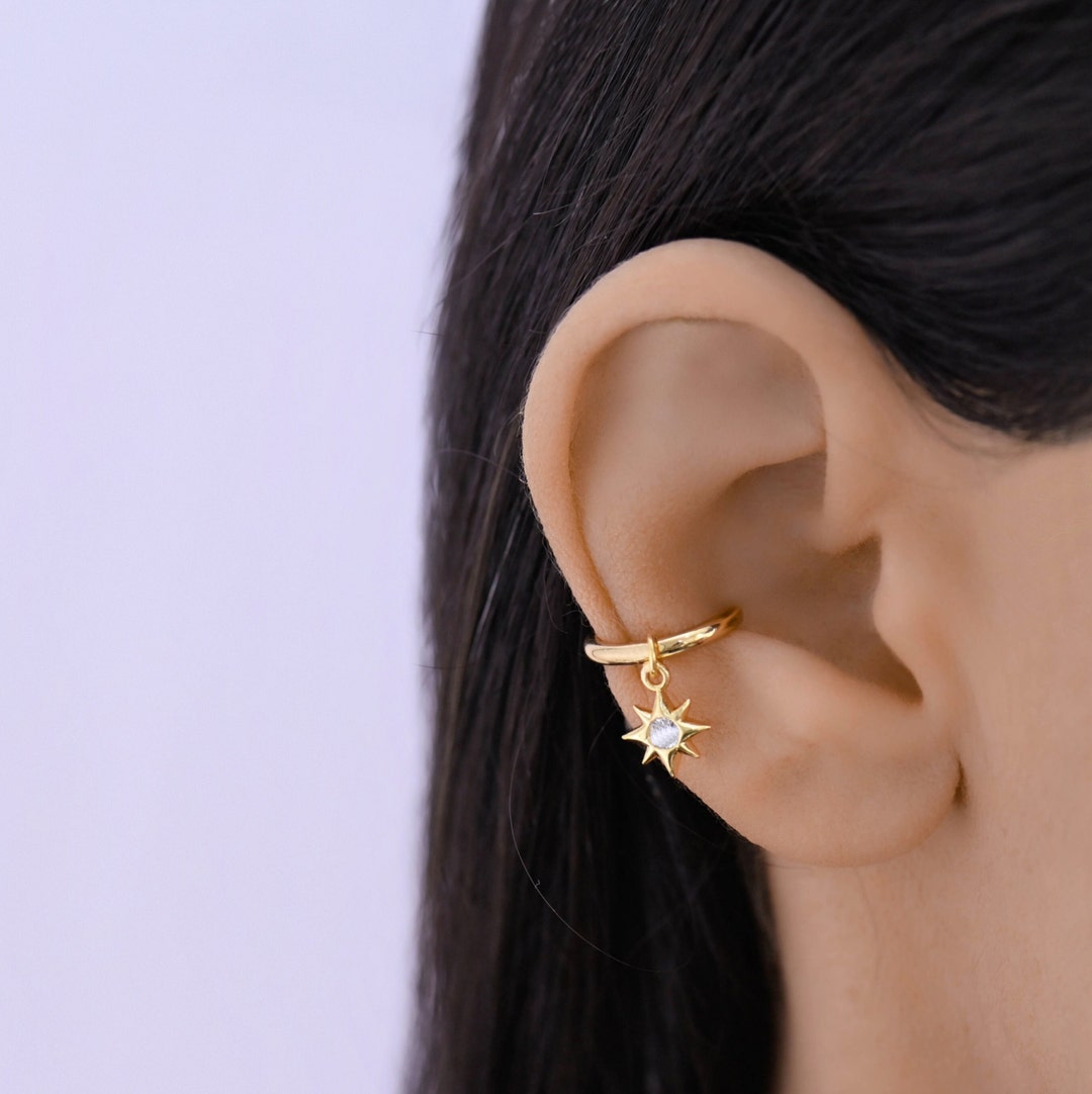 Conch Hoop Piercing Small Sun Charm Gold, Conch Piercing, Gold Conch ...