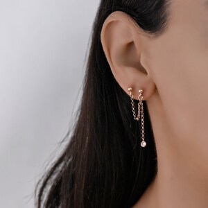 Double Hole Connected Earrings, Double Piercing, Double Piercing ...