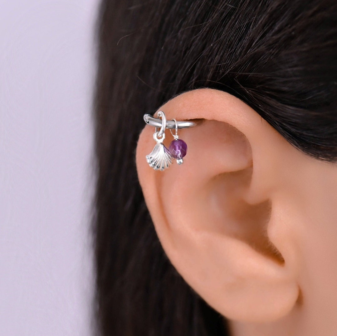 Helix Silver Shell Hoop Earring, Helix Earring, Helix Piercing, Helix ...