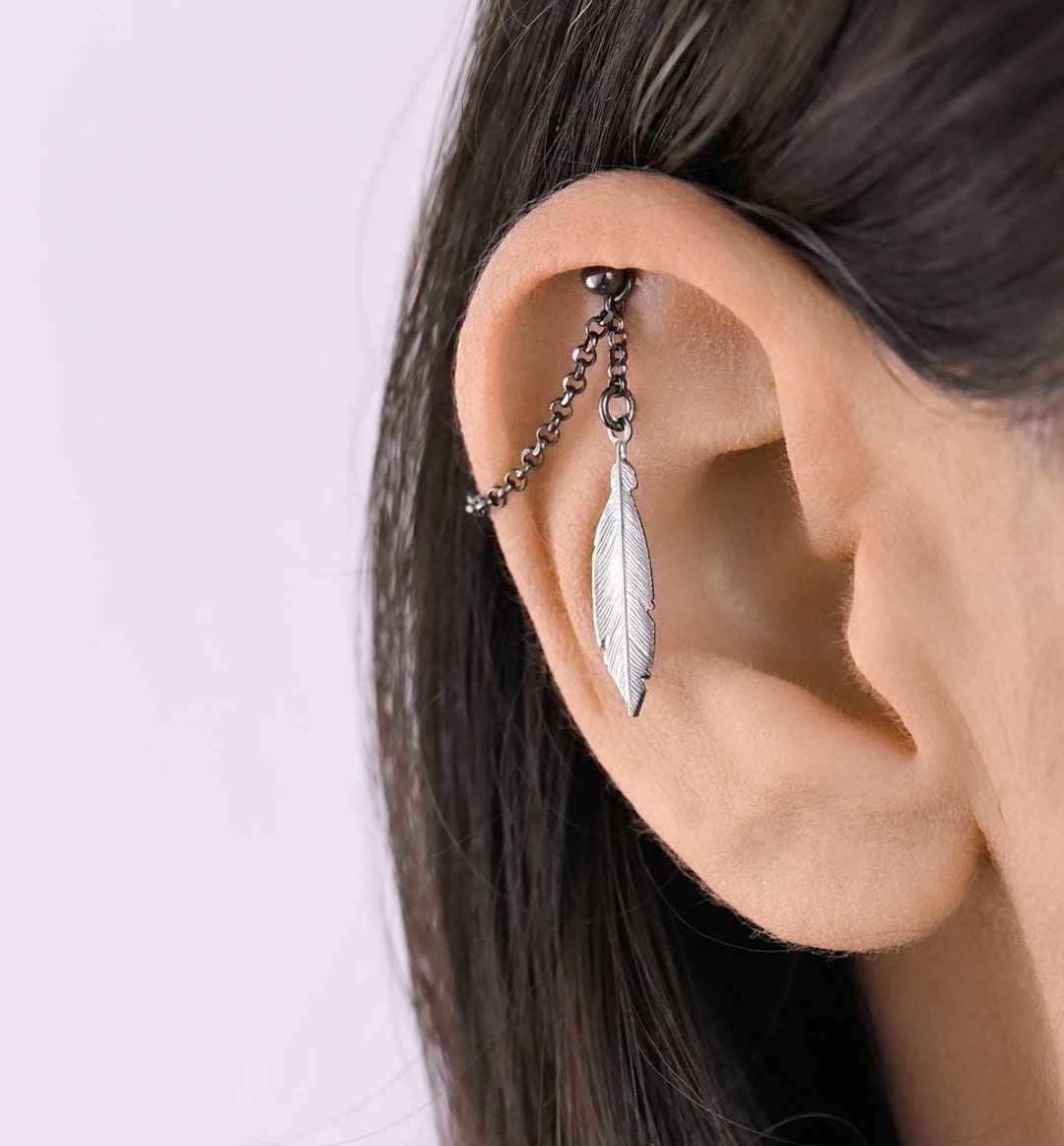 Hidden Helix Black Chain, Hidden Helix, Helix Piercing Chain Feather ...