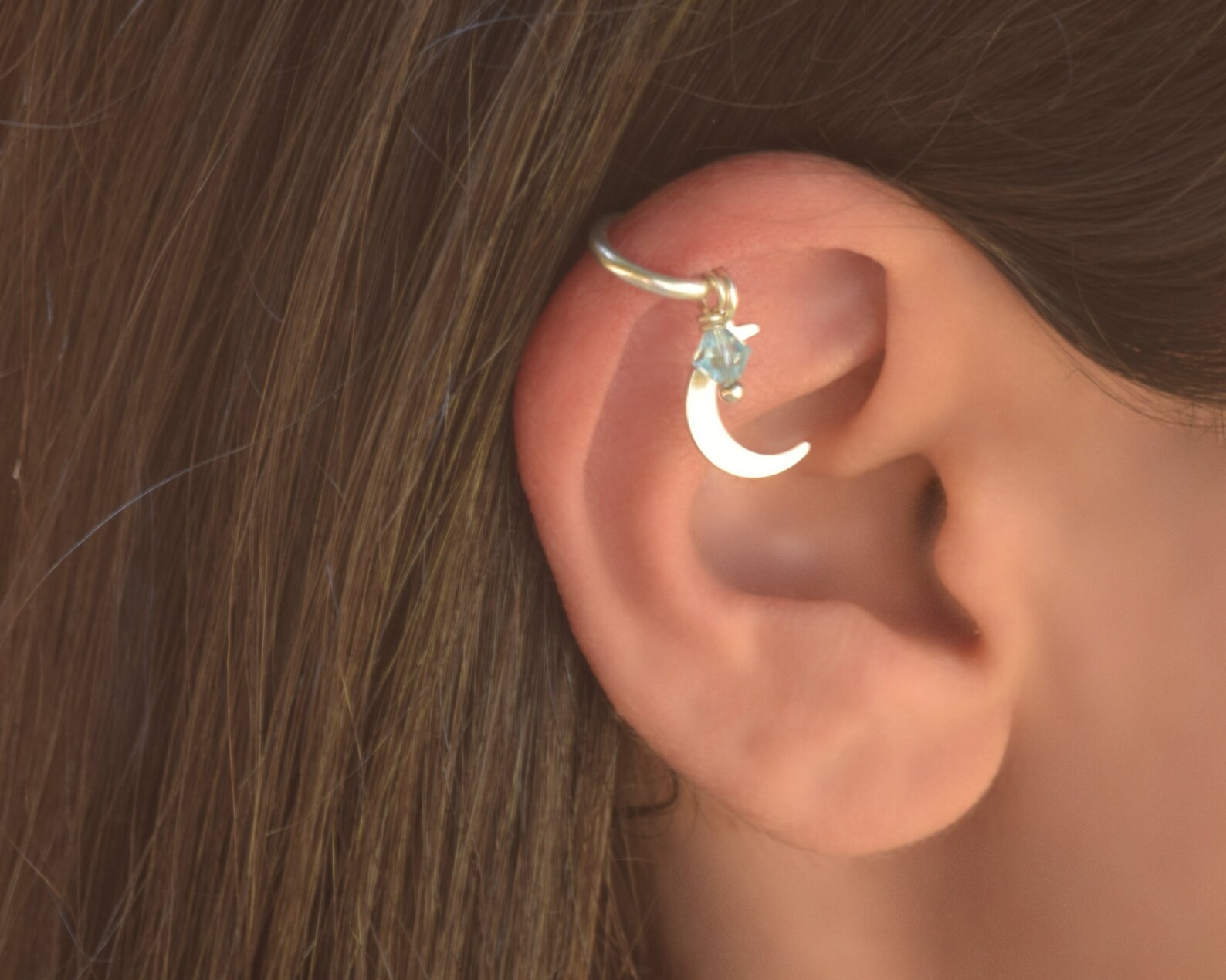 Moon Helix Piercing Hoop Helix Piercing Helix Hoop Earring - Etsy