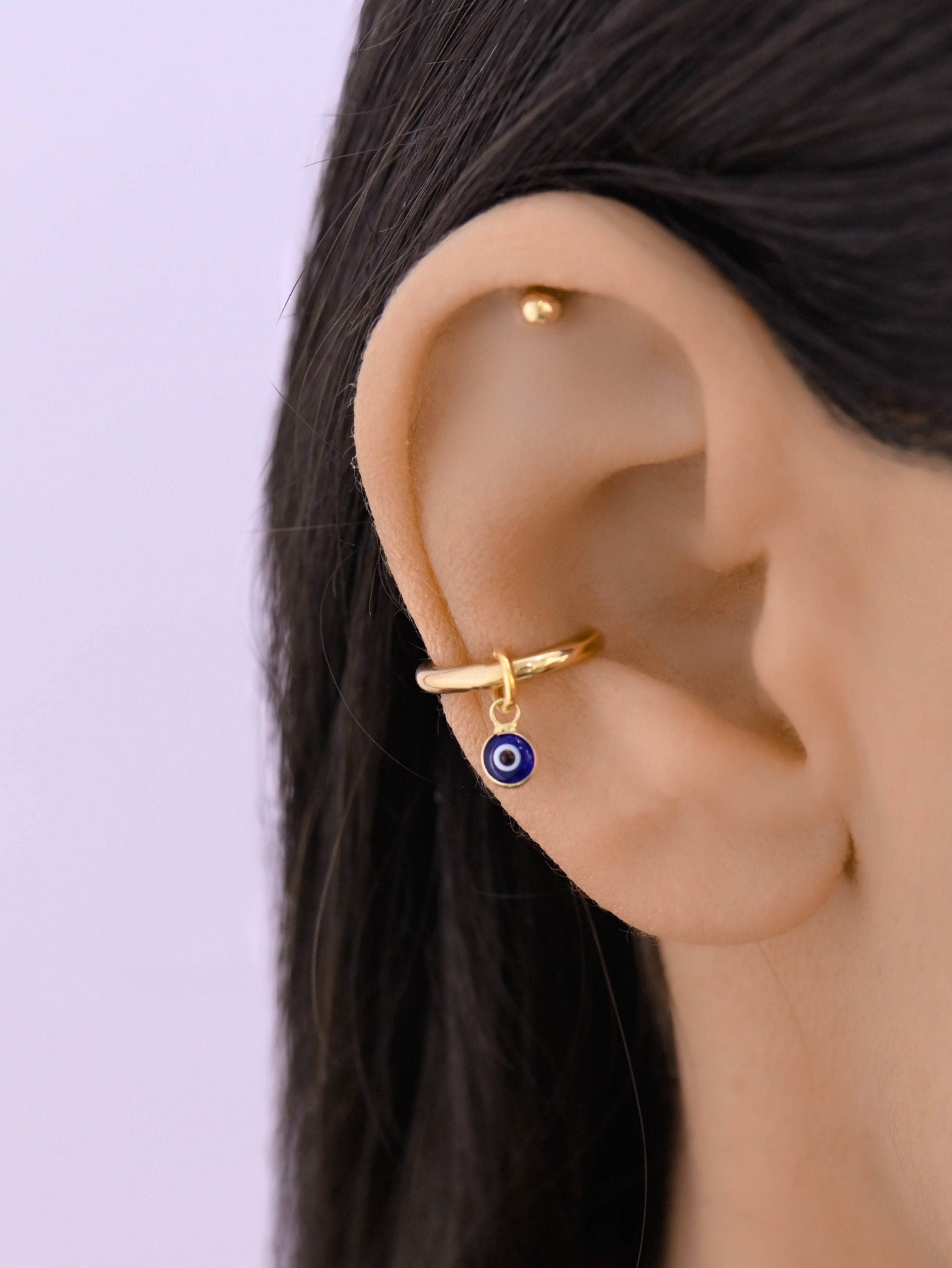 Evil Eye Conch Piercing Hoop Gold, Conch Piercing, Gold Conch Hoop ...