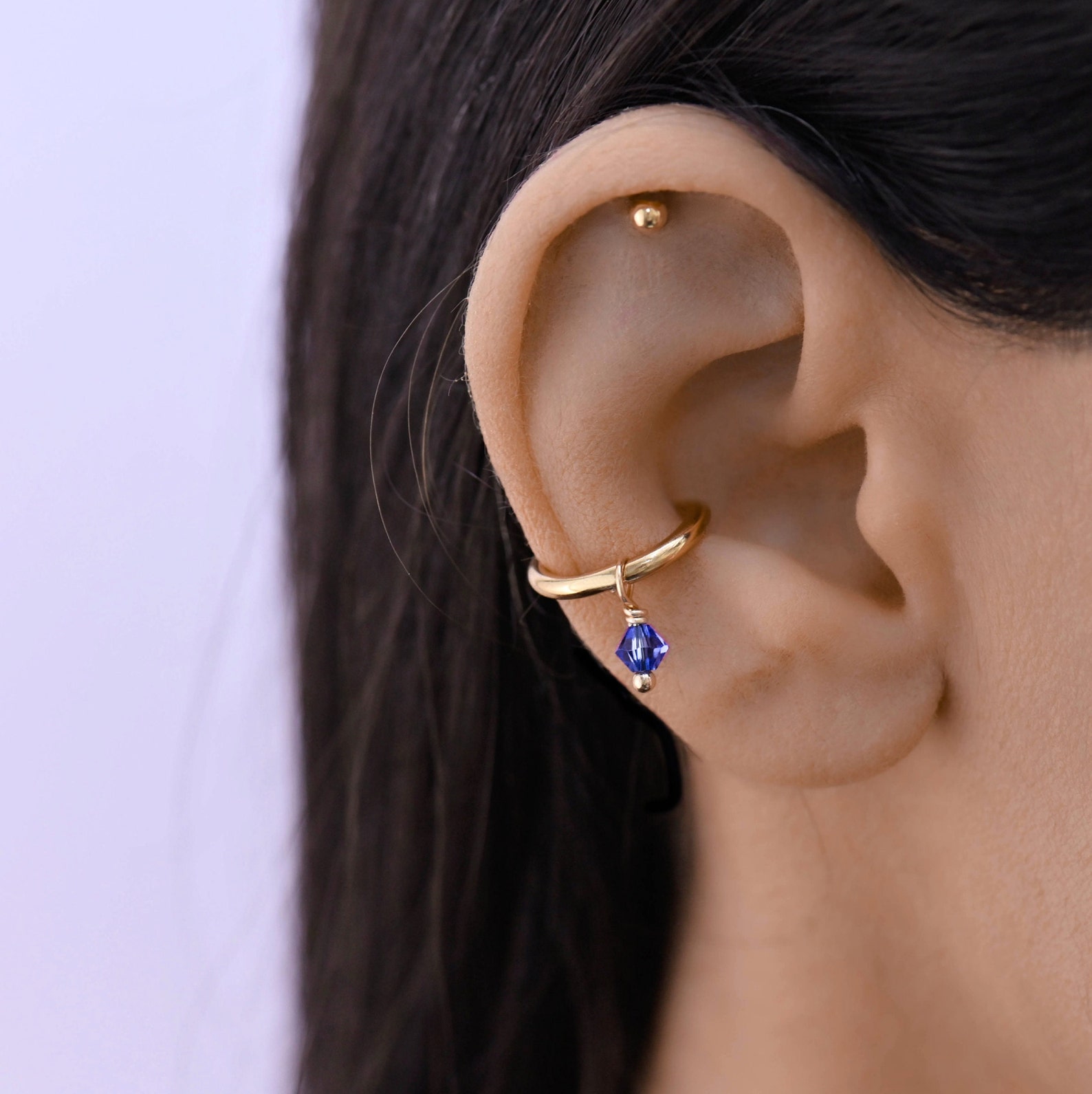 Real Conch Hoop Piercing Gold, Conch Piercing, Cartilage Hoop Earring ...