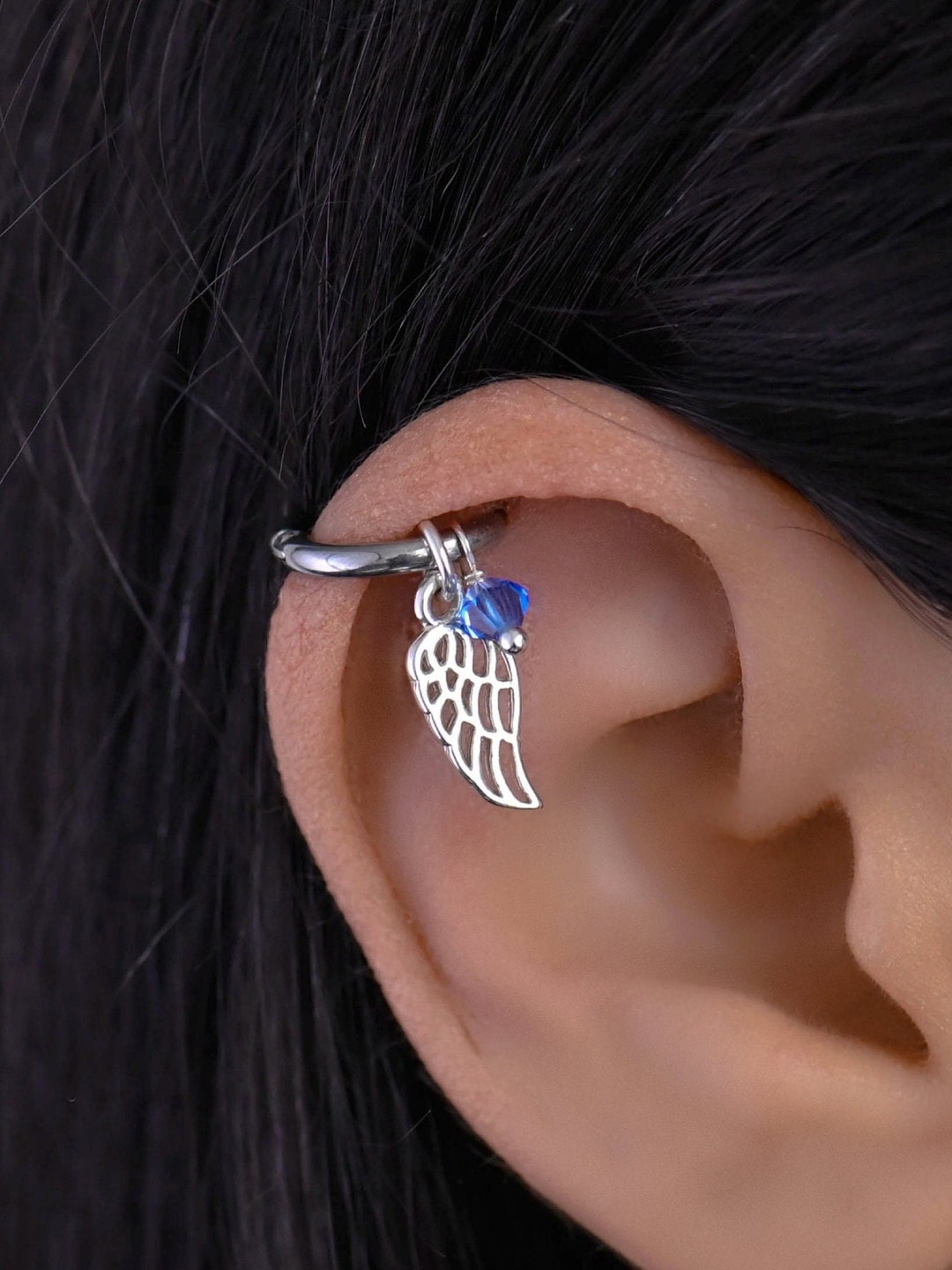 Helix Wing Earring, Helix Earring, Helix Piercing Hoop, Cartilage Hoop ...