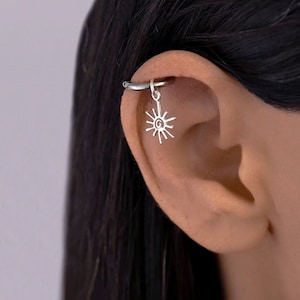 Sun Helix Piercing Hoop, Helix Earring Hoop, Cartilage Hoops, Cartilage ...