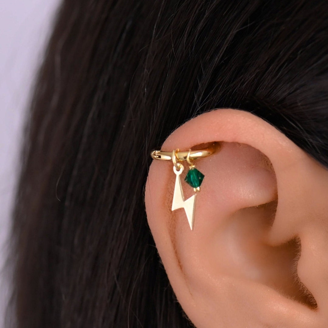 Lightning Bolt Helix, Helix Earring, Helix Piercing Gold Hoop, Helix ...