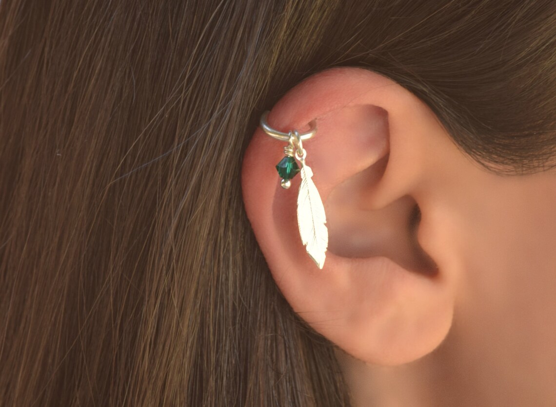 Feather Helix Piercing Hoop Helix Earring Hoop Cartilage - Etsy
