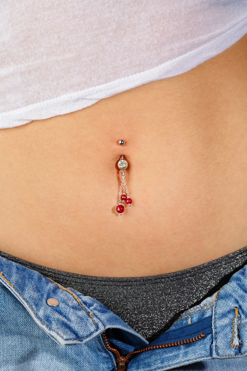 Belly Rings Dangle Moonstone Belly Button Rings Belly Button - Etsy