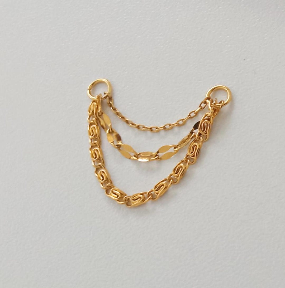 Triple Ear Chain, Earring Chain, Helix Piercing Chain, Conch Piercing ...
